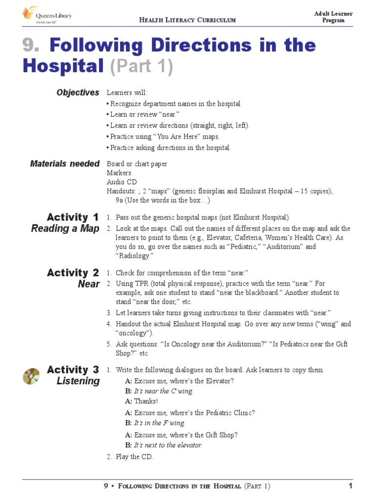 Directions in the Hospital: A Guide | PDF | Hospital | Learning