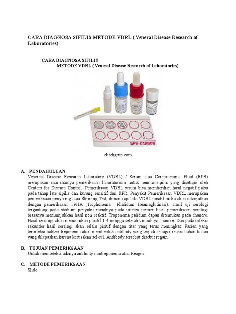 Metode Diagnosa Sifilis dengan VDRL | PDF