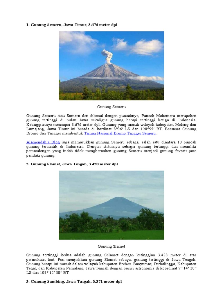 Gunung Tertinggi Kedua Di Pulau Jawa | Gunung Spot