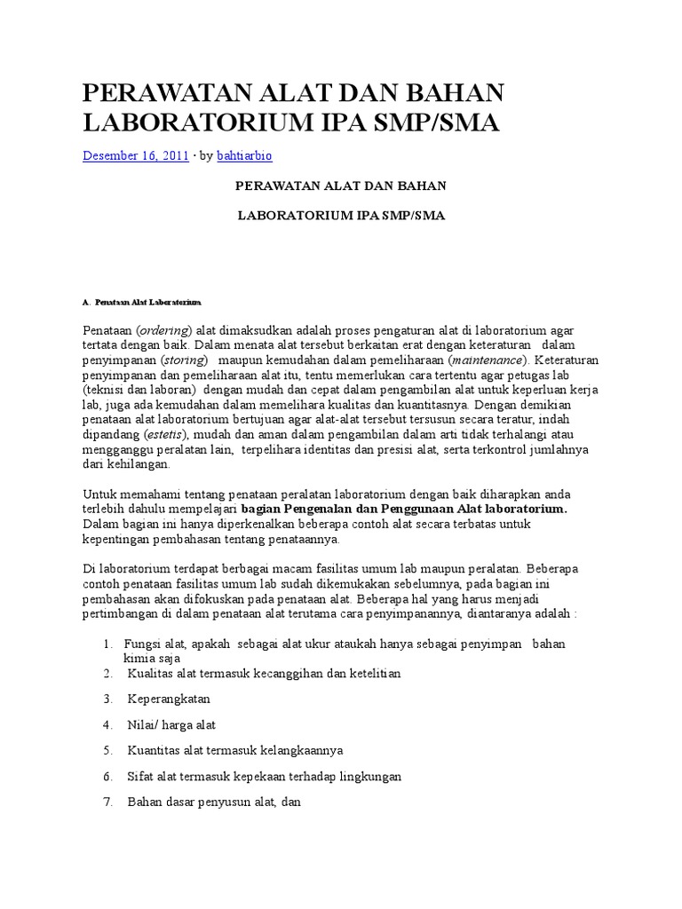 Perawatan Alat Laboratorium IPA | PDF | Griya & Taman | Sains & Matematika