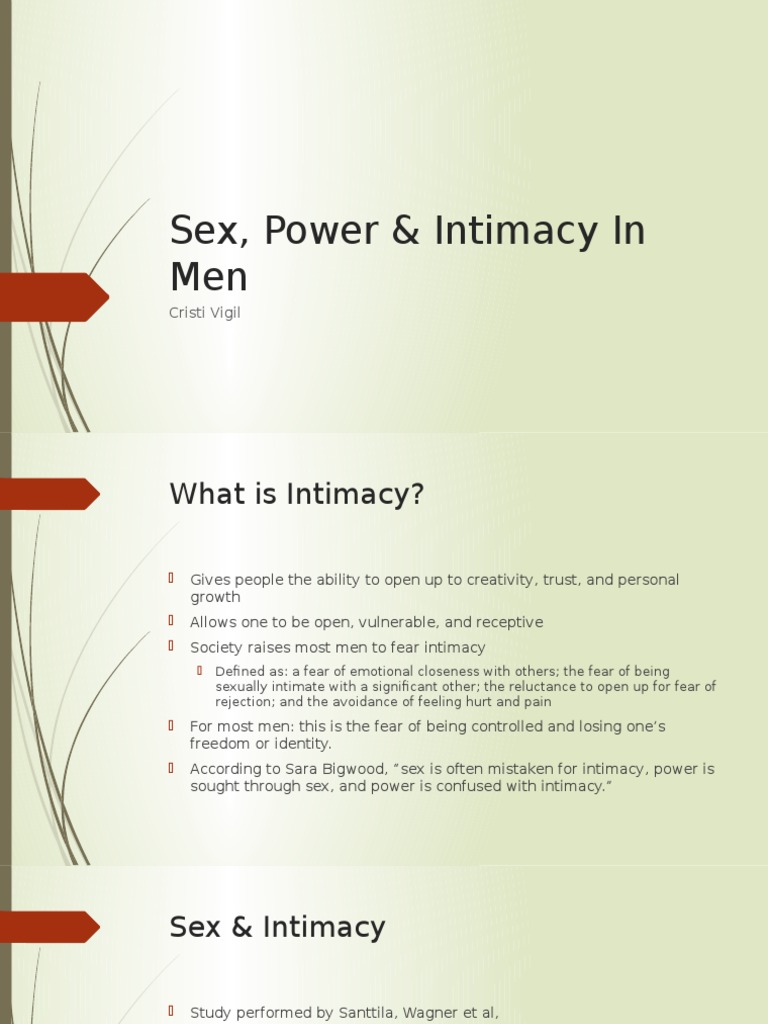 Presentation On Men & Intimacy | PDF | Intimate Relationships | Sexual ...