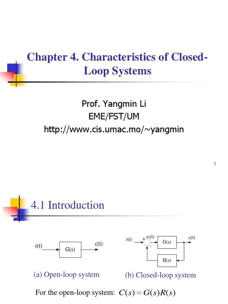 Chapter 4 Characteristics of Closed-Loop Systems | PDF | Feedback ...