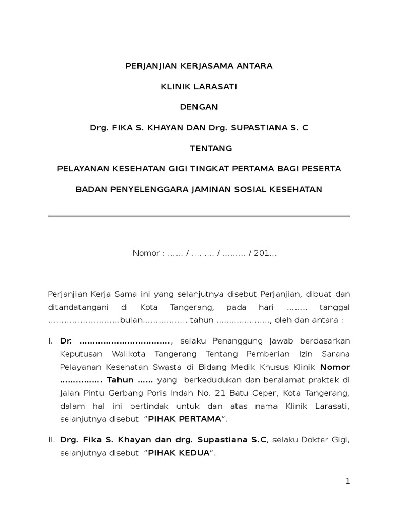 Mou Bpjs Klinik Larasati | PDF