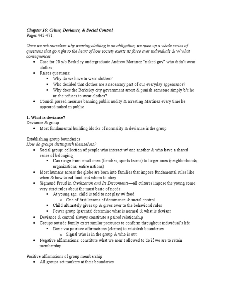 Chapter 16 - Crime, Deviance, Social Control | PDF | Deviance ...