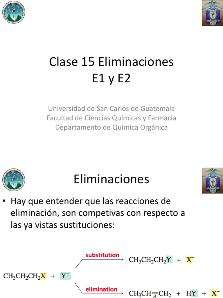 15 Reacciones de Eliminación E1 y E2 | PDF | Reacciones químicas | Química Orgánica