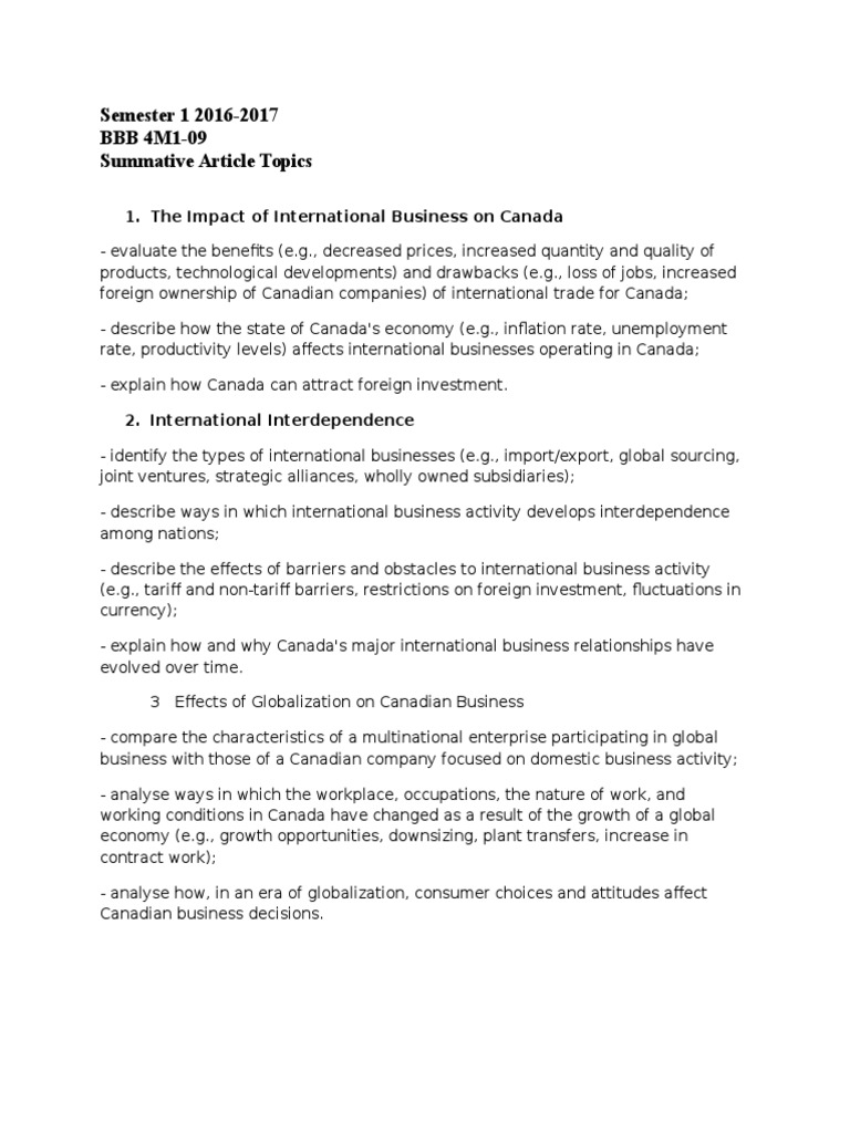 International Business Impact on Canada | PDF | International Business ...