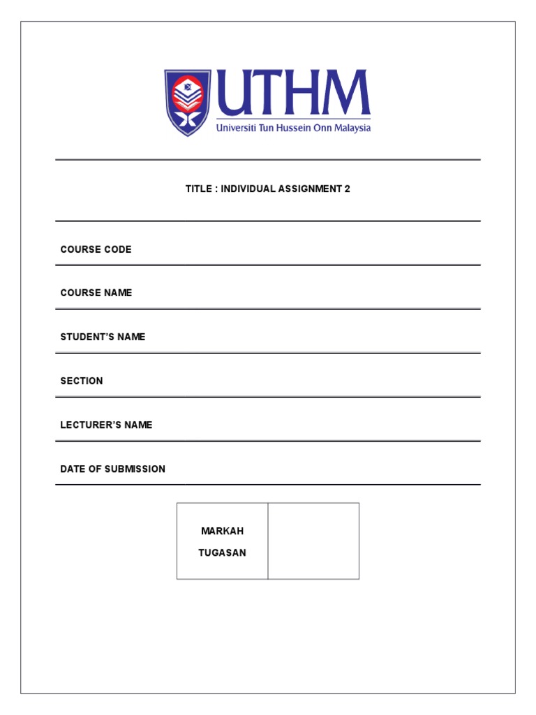 Individual Assignment Cover Page Template | PDF