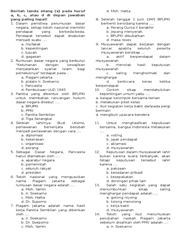 Soal Ulangan Kelas 6 PKN | PDF | Politik | Ilmu Sosial