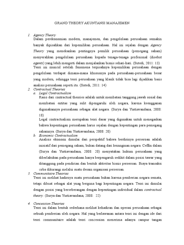 Grand Theory Akuntansi Manajemen | PDF