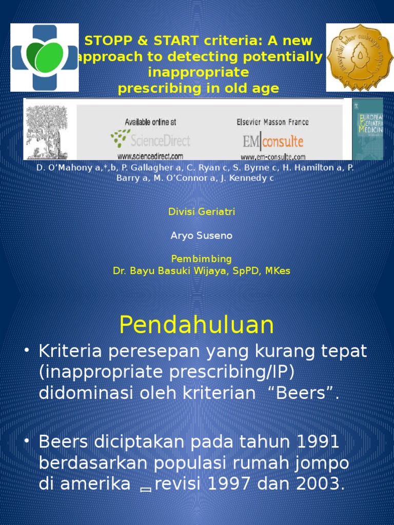 STOPP & START Criteria | PDF