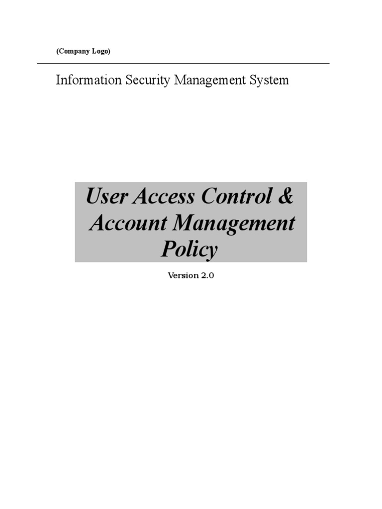 User Access Control&Account Management Policy | PDF | User (Computing) | Databases