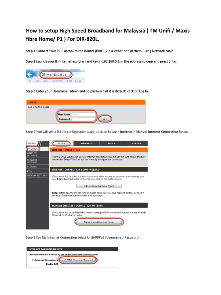Unifi/Maxis Broadband Setup Guide | PDF | Business | Computers
