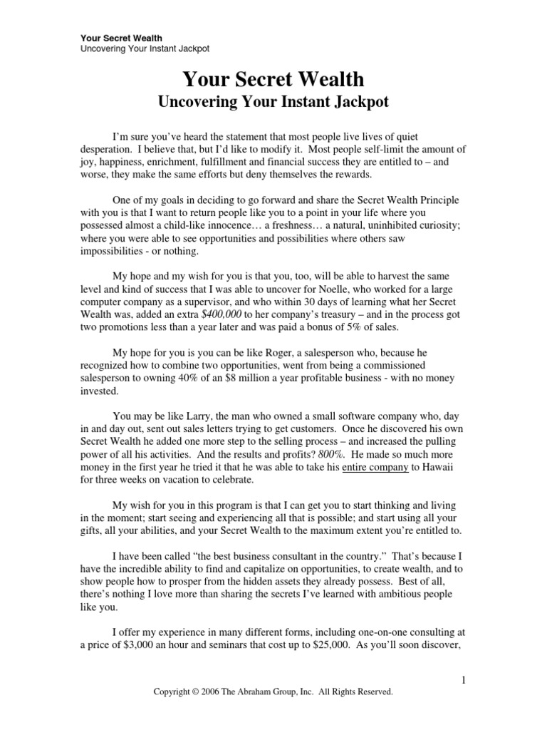 Your Secret Wealth Book | PDF | Sales | Profit (Accounting)