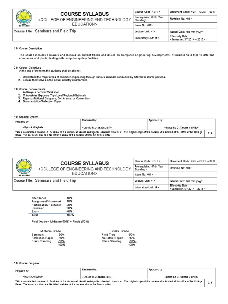 SFT Syllabus | PDF | Lecture | Syllabus