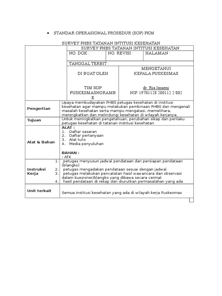 Sop Phbs Institusi Kesehatan | PDF | Pengembangan Diri | Kesehatan Holistik