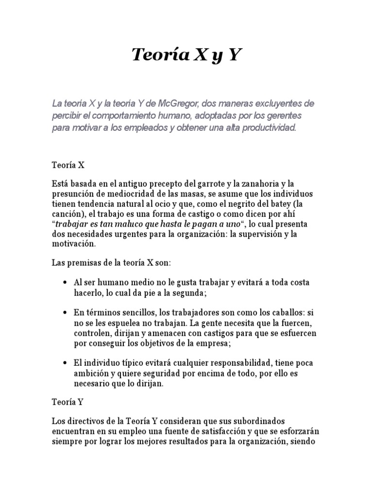 Teoría X y Y | PDF | Teoría | Creatividad