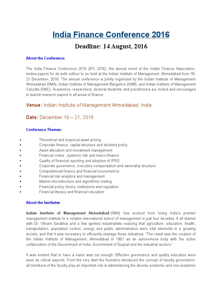 India Finance Conference 2016 | PDF | Economies | Business