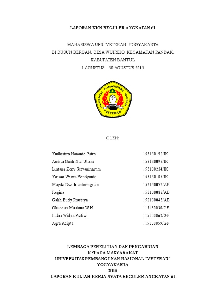 Cover Laporan KKN 61 | PDF