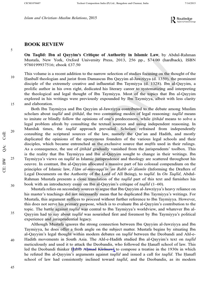 A Book Review On On Taqlid Ibn Al Qayyim | PDF | Jurisprudence ...