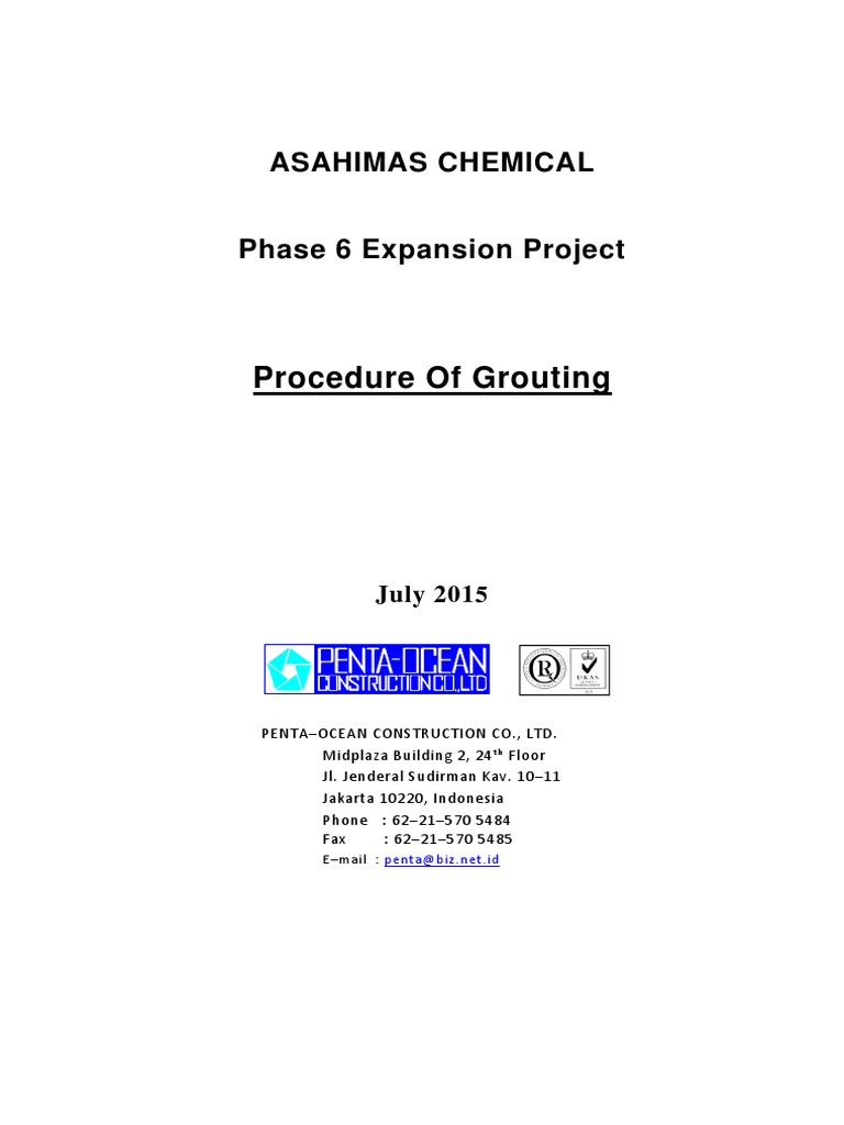 Grouting Procedure | PDF | Concrete | Industries