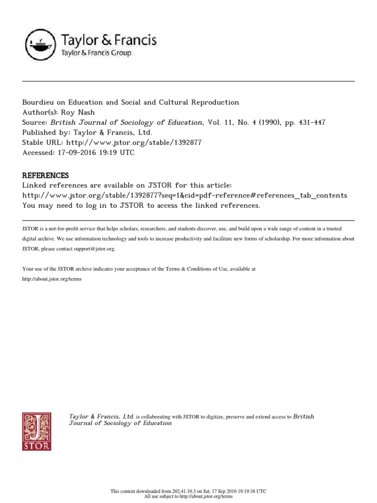 Cultural Reproduction PDF | PDF | Sociology | Theory