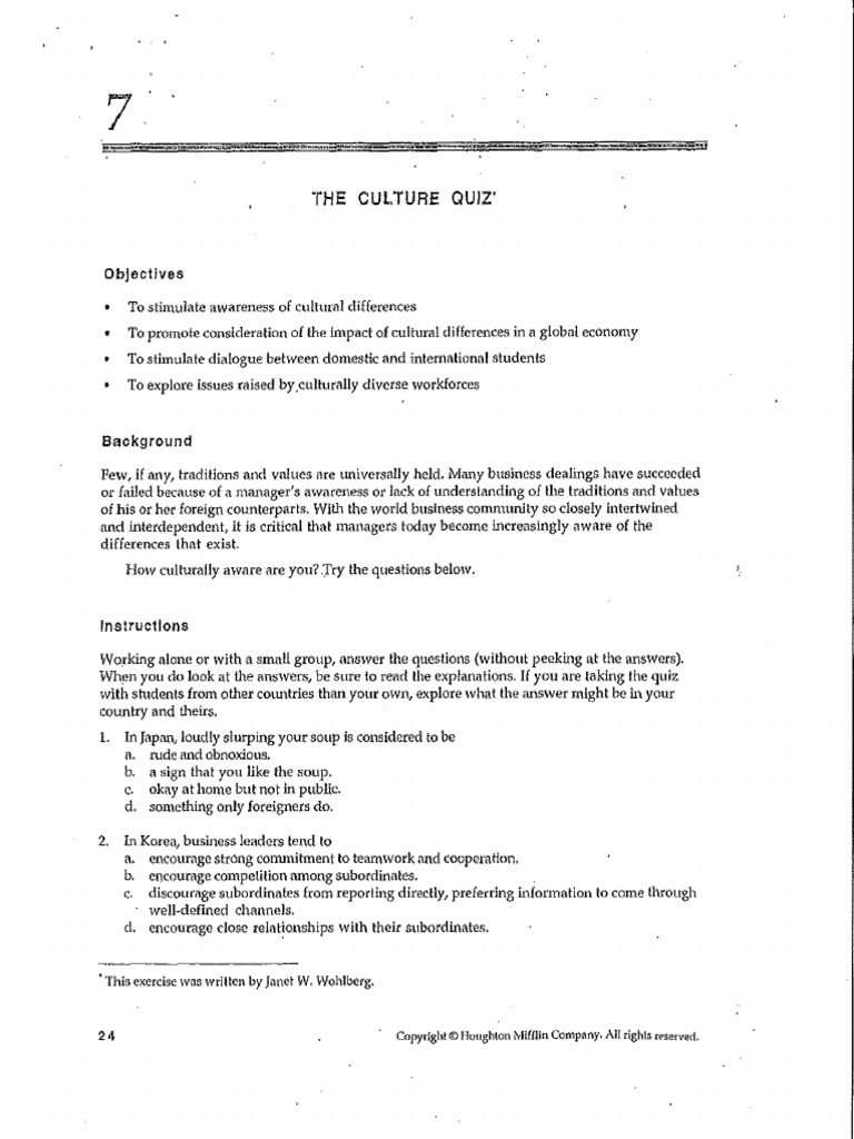 CultureQuizExercise PDF | PDF
