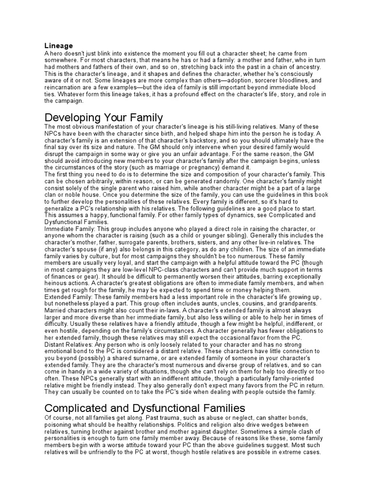 Developing Your Family: Lineage | PDF | Sibling | Parent And Child