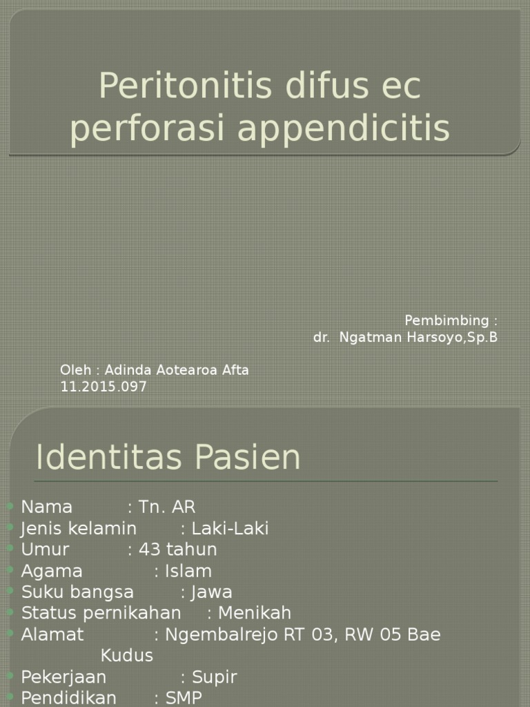 Peritonitis Difus Ec Perforasi Appendicitis | PDF