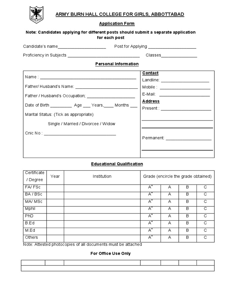 Job Application Form PDF | PDF