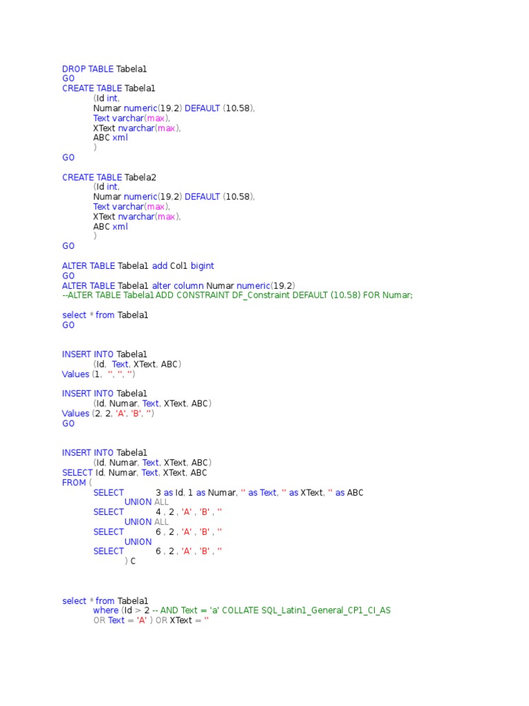 SQL Script for Creating Tables, Adding Columns, Inserting Data, and Performing Joins | PDF