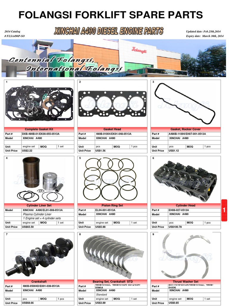 FOLANGSI FORKLIFT SPARE PARTS 2014 CATALOG | PDF