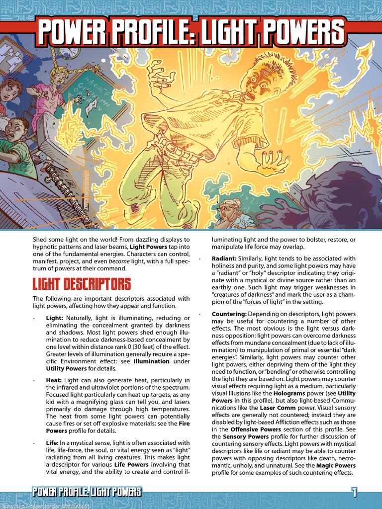 Mutants & Masterminds 3e - Power Profile - Light Powers | Laser | Light