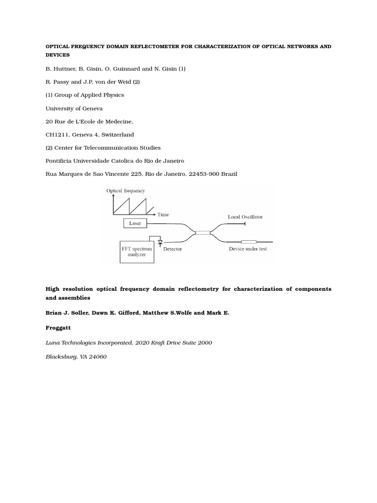 Optical Frequency Domain Reflectometry | PDF | Science & Mathematics