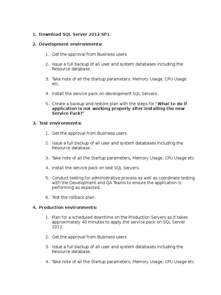 Service Pack Installation | PDF | Microsoft Sql Server | Installation (Computer Programs)