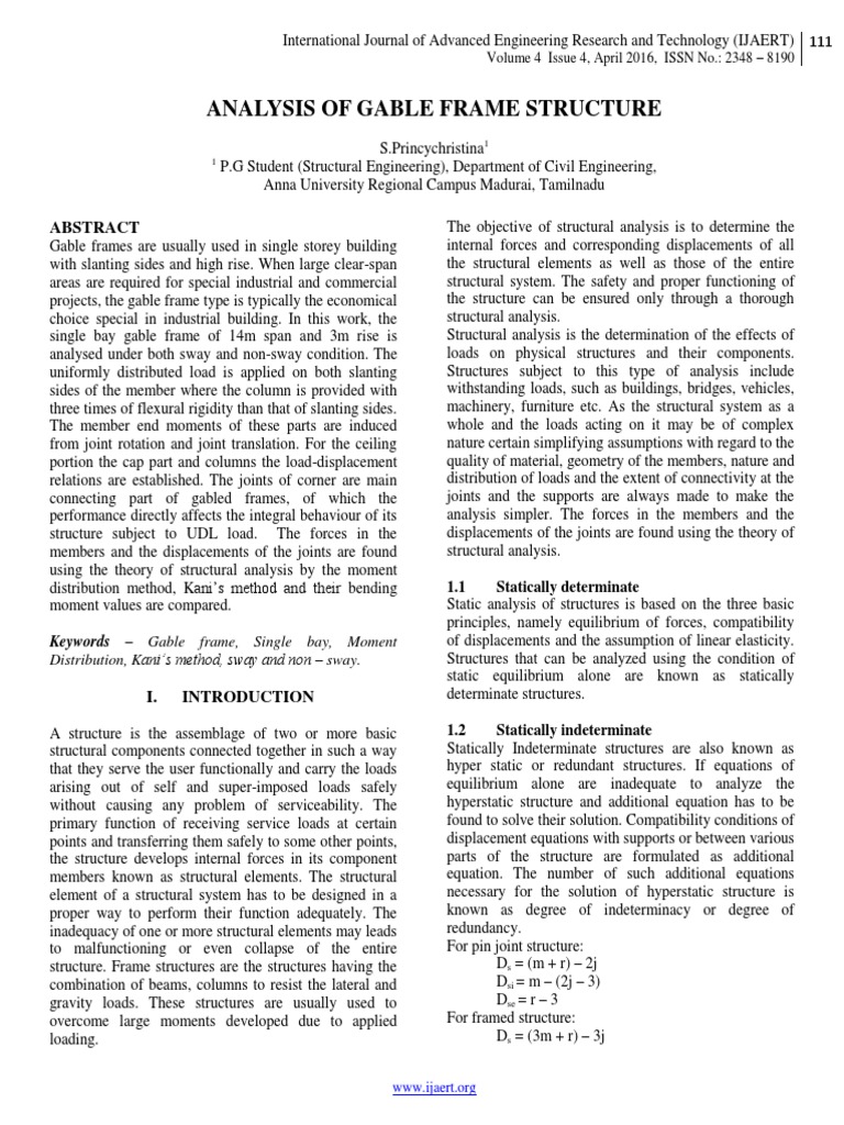 Analysis of Gable Frame Structure | PDF | Structural Analysis | Buckling