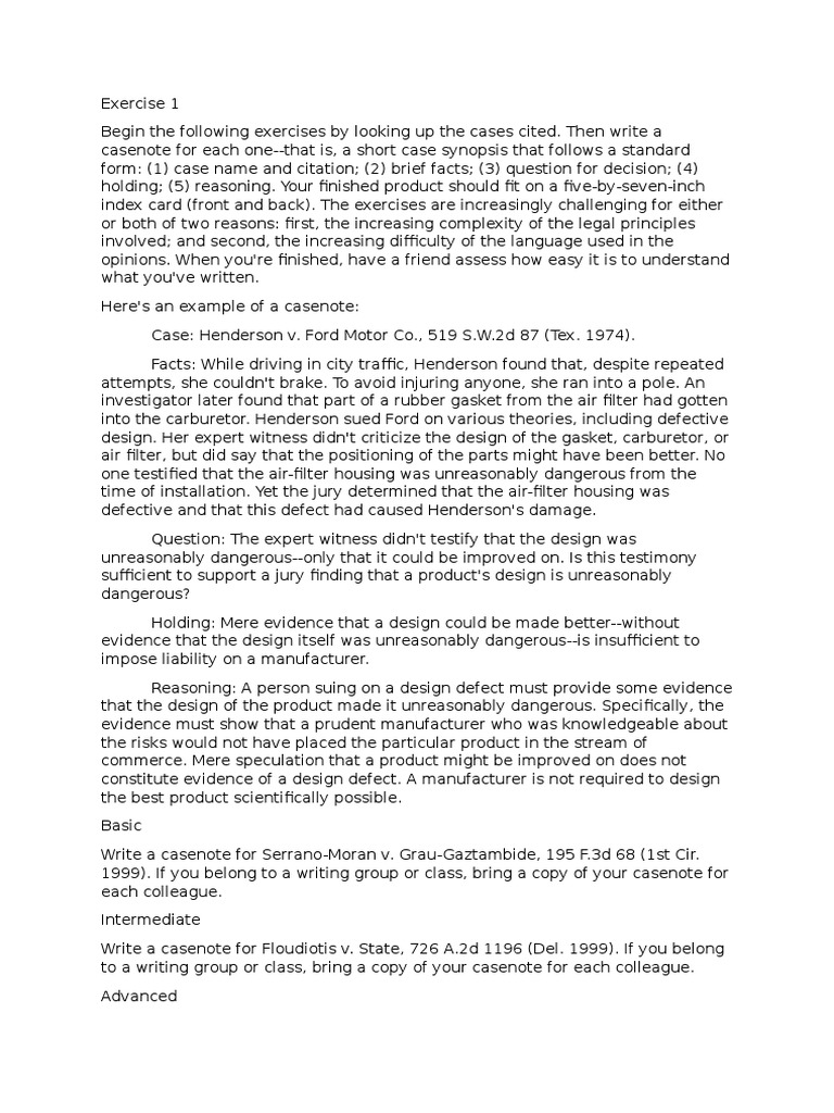 Exercise 1 Legal Writing From Bryan Garner | PDF | Expert Witness ...