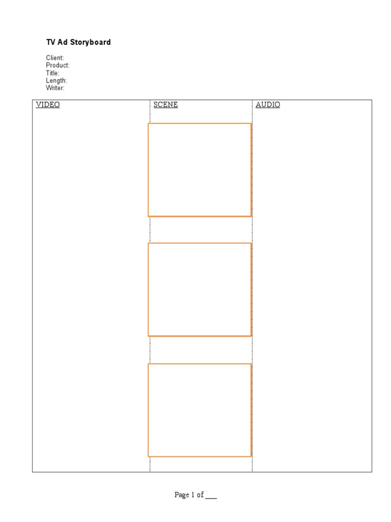 TV Ad Storyboard: Video Scene Audio | PDF