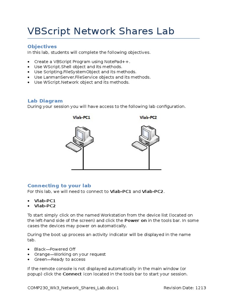 VBScript Network Shares Lab Guide | PDF | Command Line Interface ...