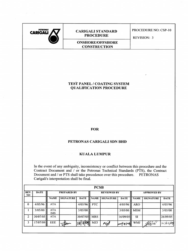 11.CSP-10 Rev.3 - Test Panel. Coating System Qualification Procedure | PDF
