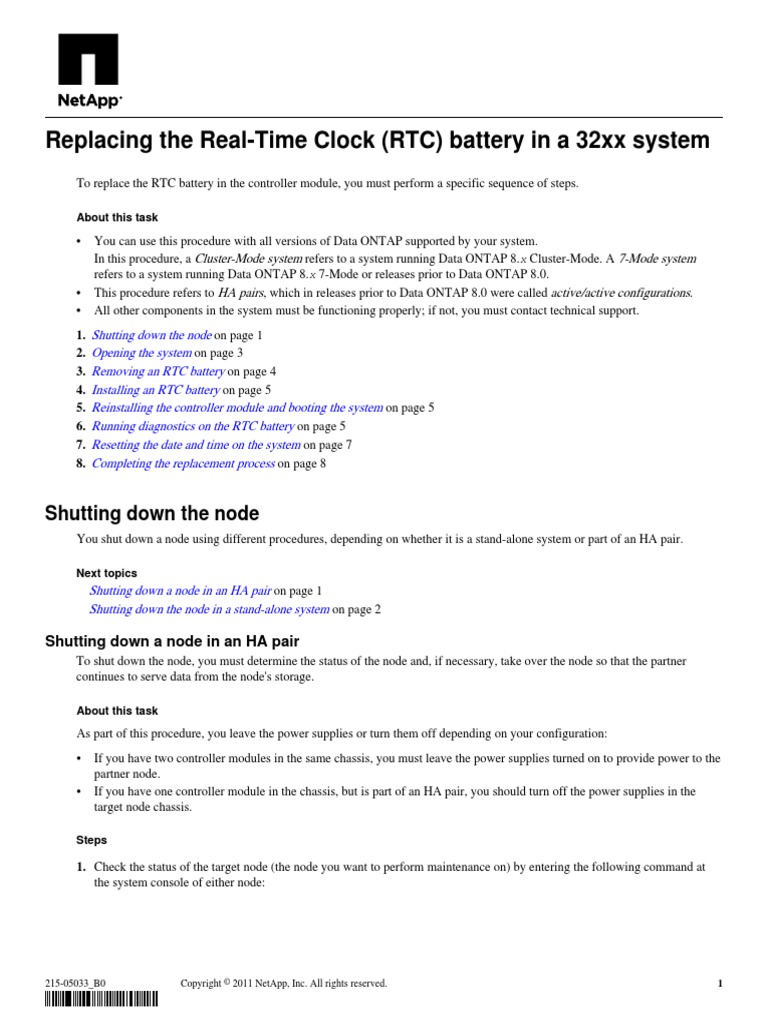 Replacing The Real-Time Clock (RTC) Battery in A 32xx System | PDF ...