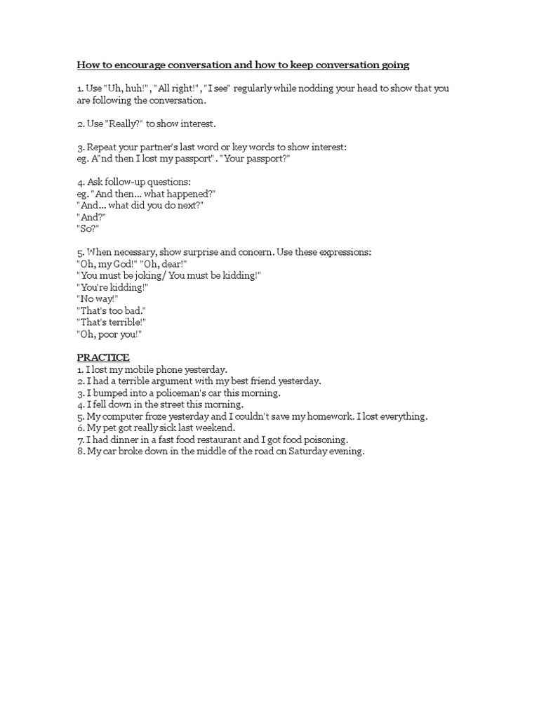 How To Encourage Conversation and How To Keep Conversation Going | PDF