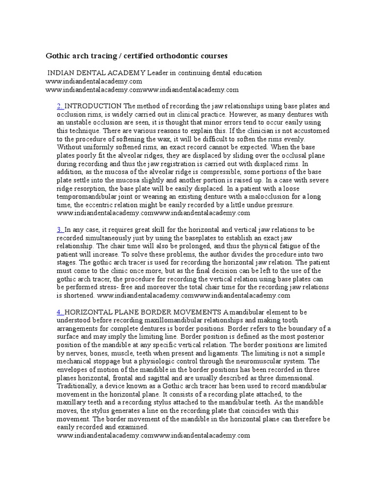 Gothic Arch Tracer | PDF | Dentures | Anatomical Terms Of Location