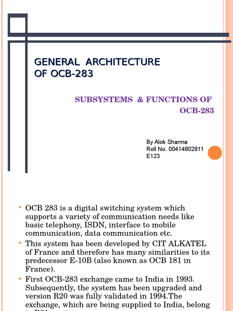 General Architecture OF OCB-283 | PDF | Telephone Exchange | Computer ...