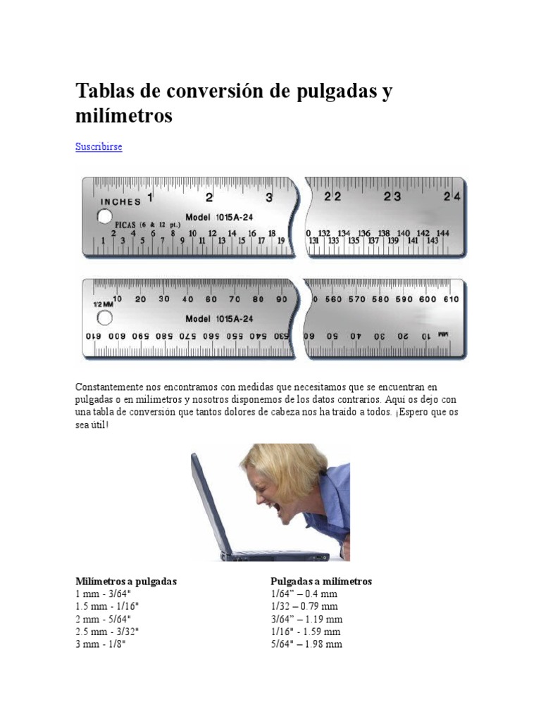 Tablas de Conversión de Pulgadas y Milímetros | PDF | Cocina, comidas y ...