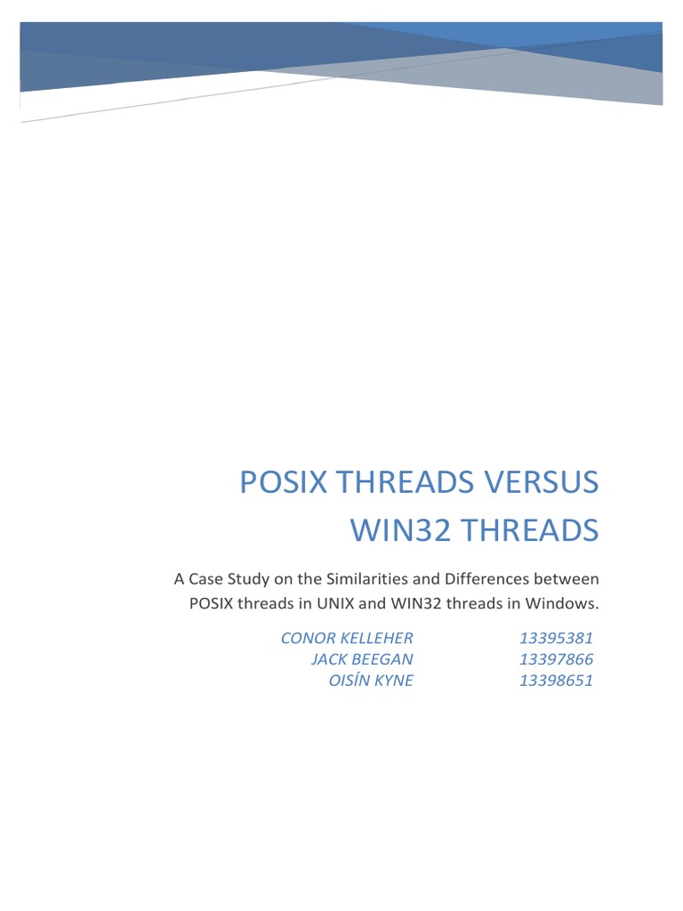 A Case Study On The Similarities and Differences Between POSIX and WIN32 Threads | PDF | Thread ...