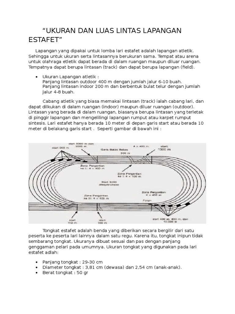 Ukuran Dan Luas Lintas Lapangan Estafet | PDF