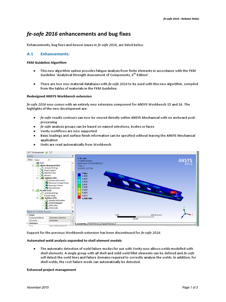 Fe-Safe 2016 Release Notes | PDF | Fatigue (Material) | Databases