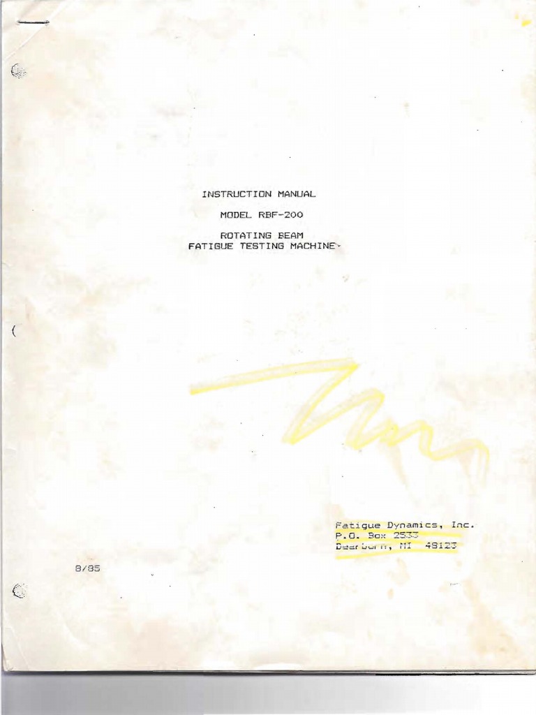 RBF-200 Rotating Beam Fatigue Manual | PDF | Mechanical Engineering ...