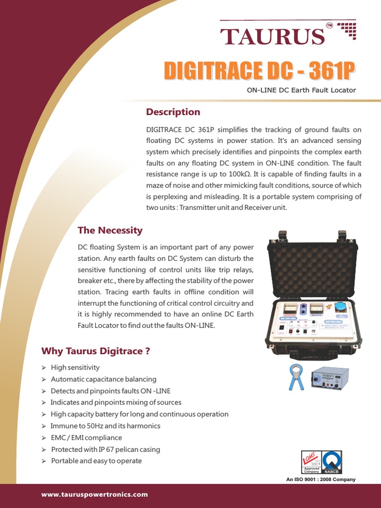 An Introduction to the Taurus Digitrace DC-361P On-Line DC Earth Fault ...