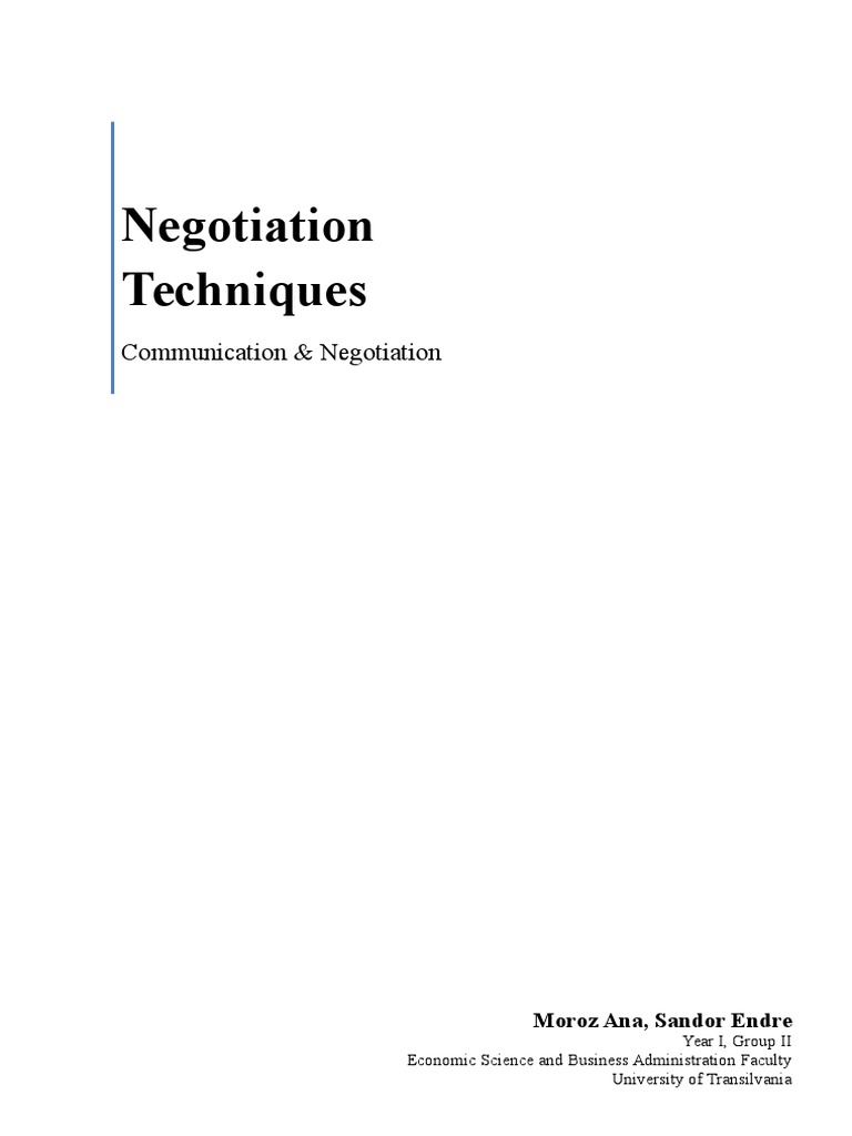 Negotiation Techniques | Download Free PDF | Negotiation | Mood (Psychology)